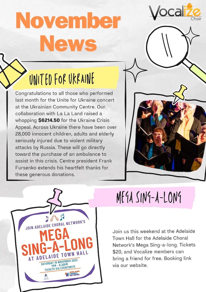 Vocalize Choir Newsletter